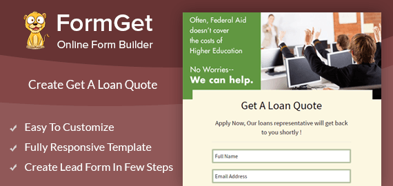 Create Get A Loan Quote Form For Banks & Finance Firms | FormGet