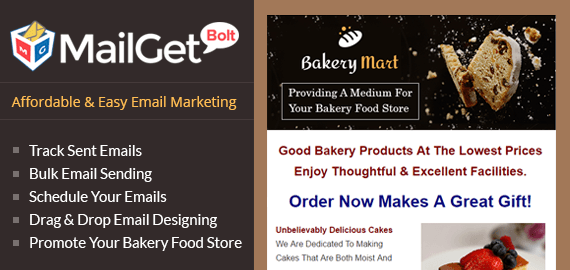MailGet Bolt - Email Marketing For Bakery Food | FormGet