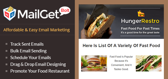 MailGet Bolt - Email Marketing For Fast Food Restaurant | FormGet