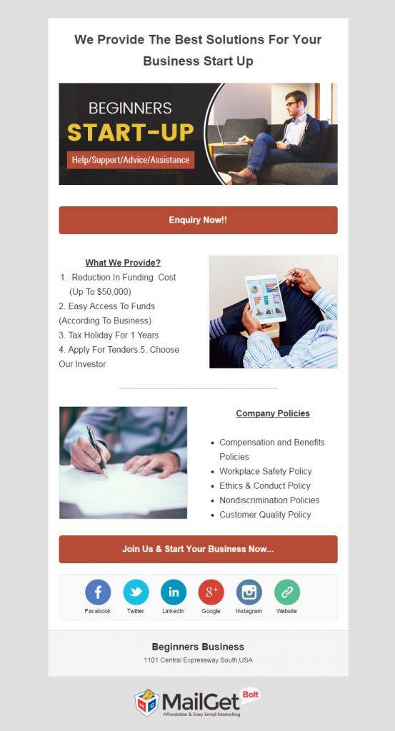 9+ Best Startup Email Templates For Business & Startups | FormGet