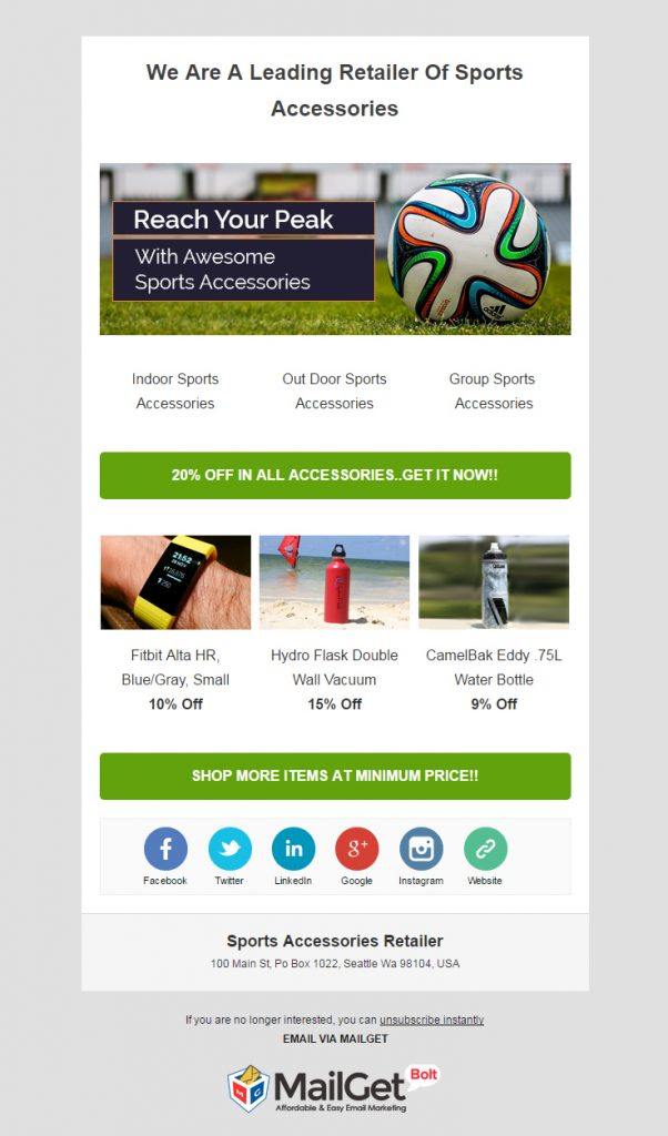 [Email Marketing at $0] 11+ Best Sports Email Template | FormGet