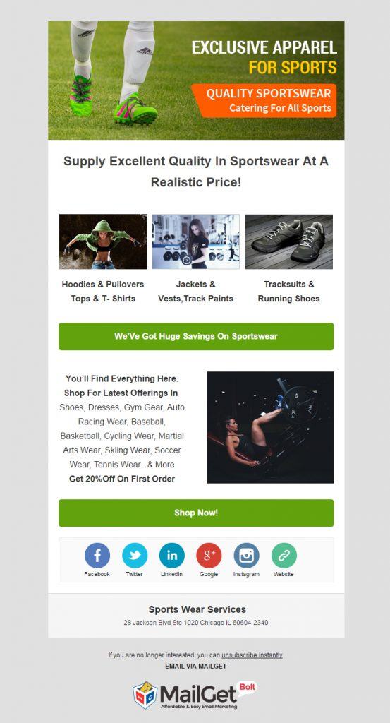 [Email Marketing at $0] 11+ Best Sports Email Template | FormGet