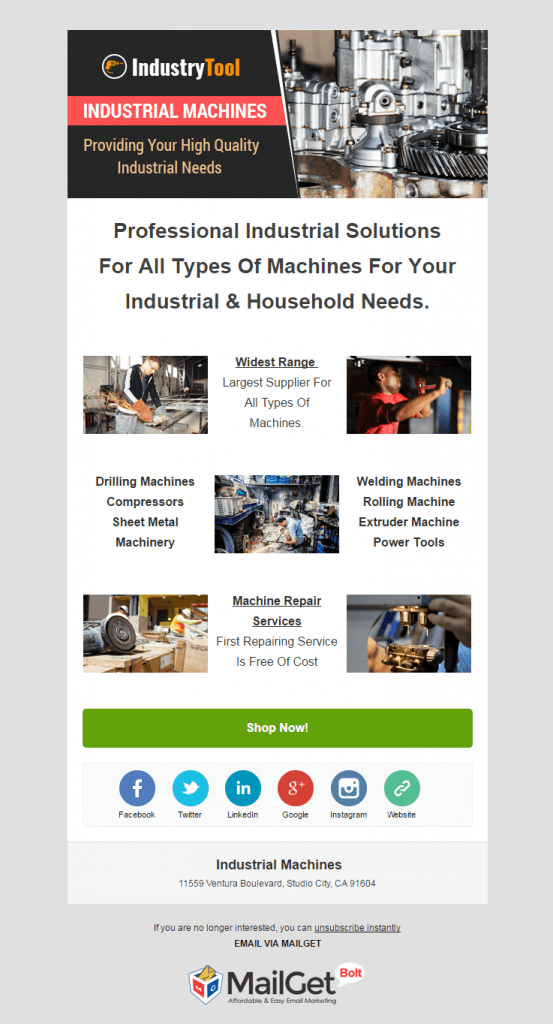 7+ Best Machinery Email Templates For Spare Parts Dealers | MailGet