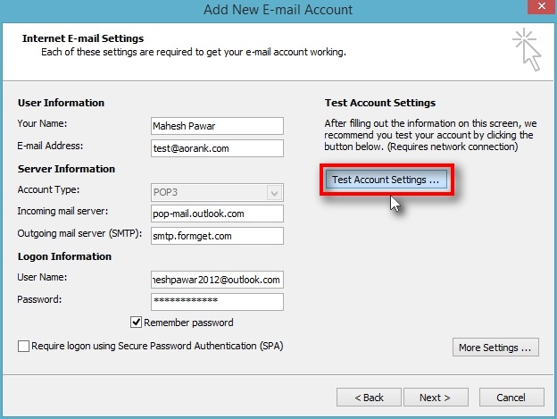 Outlook SMTP settings: Integrate with MailGet SMTP